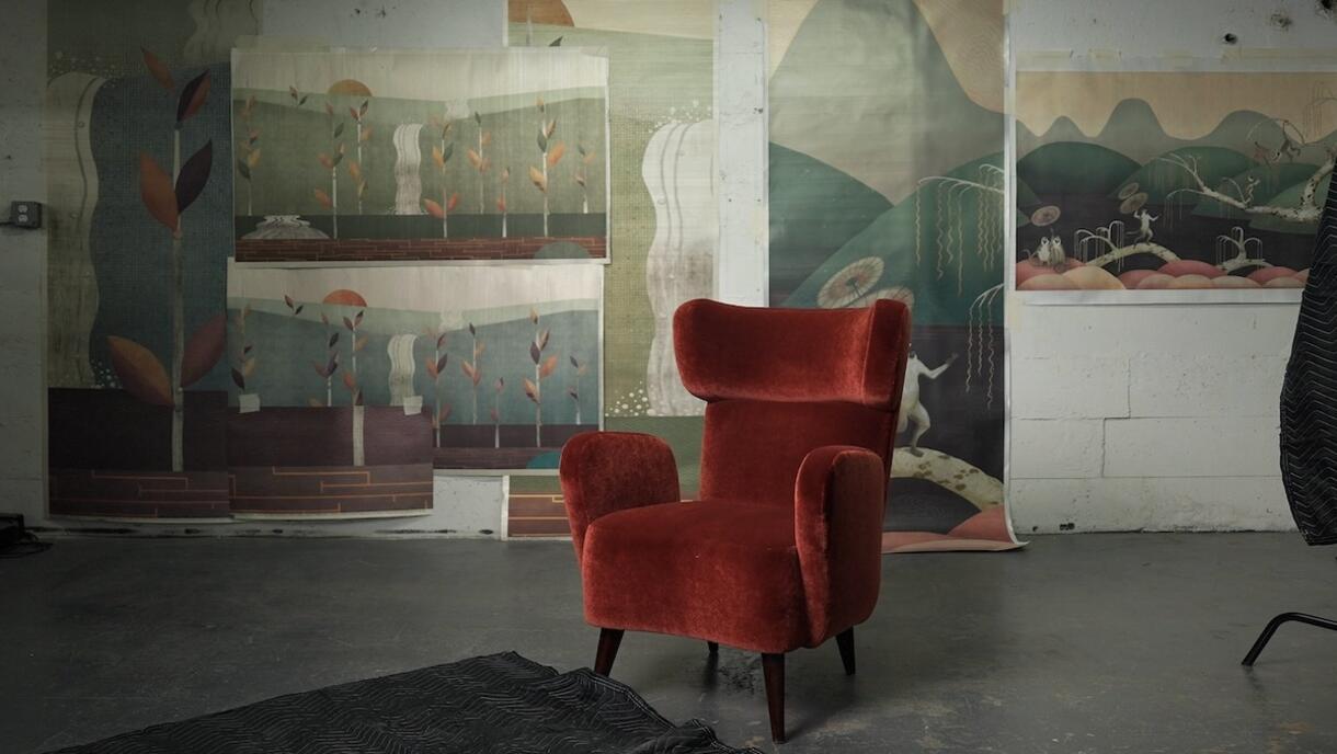 This artist reimagines early-20th-century motifs as painterly wallcoverings